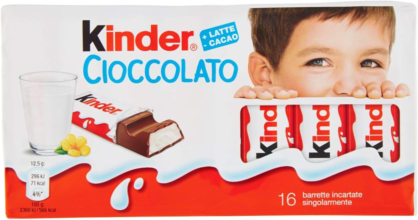 Kinder Barrette di Cioccolato al Latte - 16 Pezzi: Amazon.it: Amazon Pantry