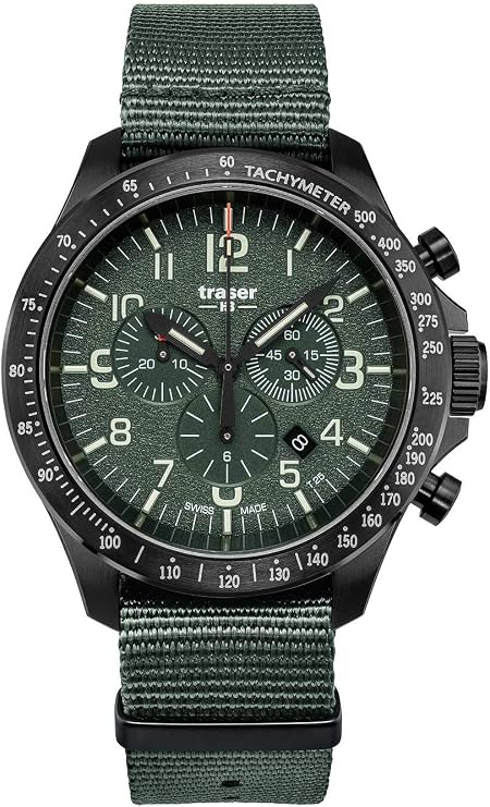 traser H3 Men's Chronograph P67 Officer Pro Chrono Green with NATO ...