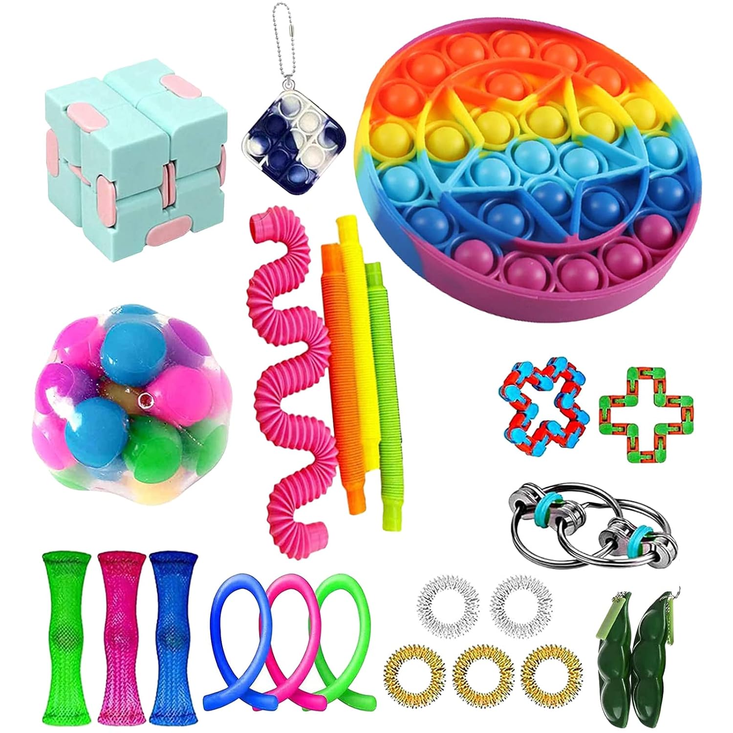 Fidget Toy Sets, Tie-dye Push Pop Bubble Fidget Sensory Toy, Cheap ...