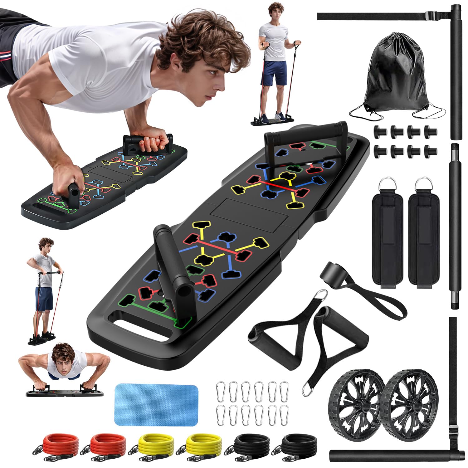 Push Up Board,Home Gym,Portable Exercise Equipment,Pilates Bar and 20 ...