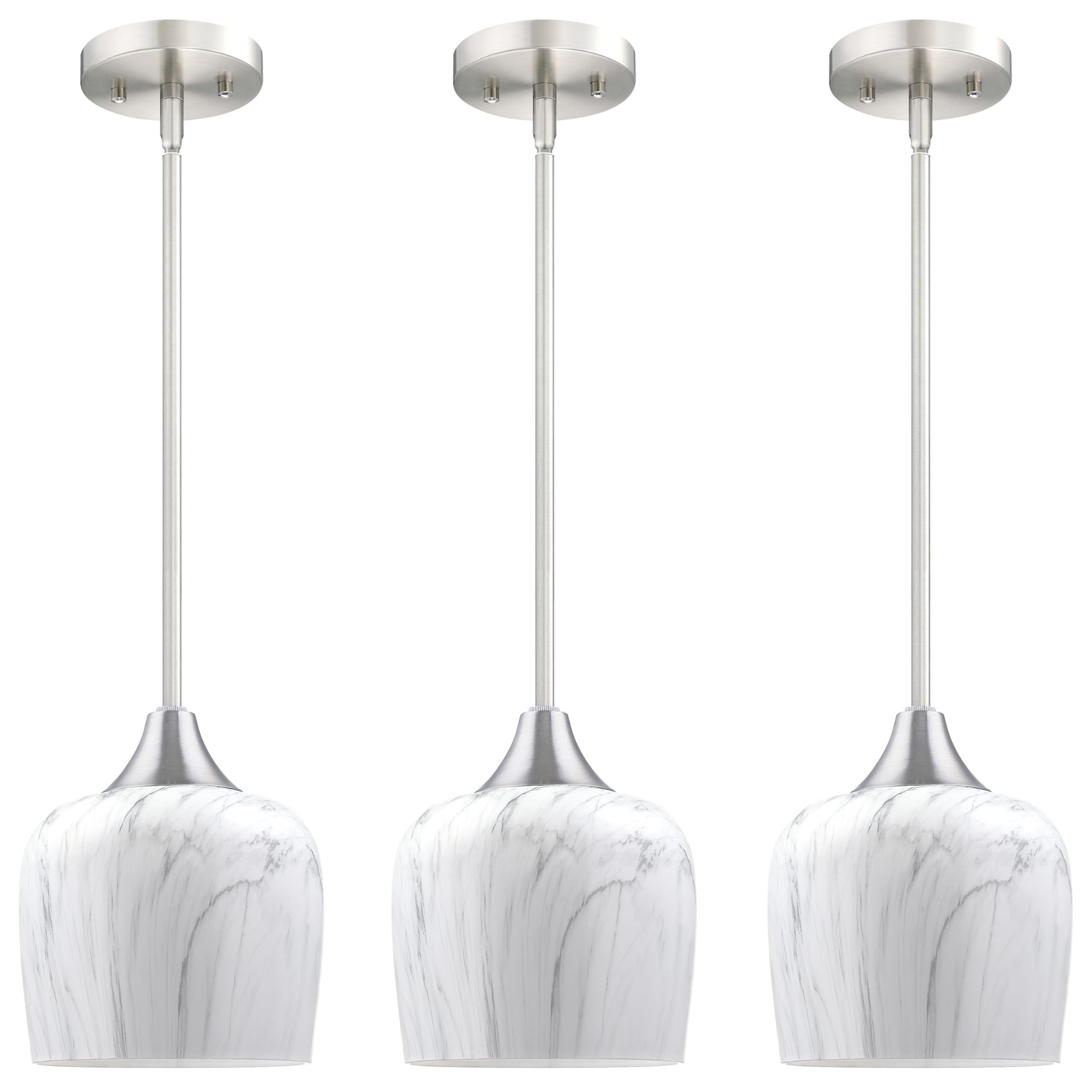 3 Pack 1 Light Indoor Hanging Kitchen Island 6.1" Opal Marble Glass ...
