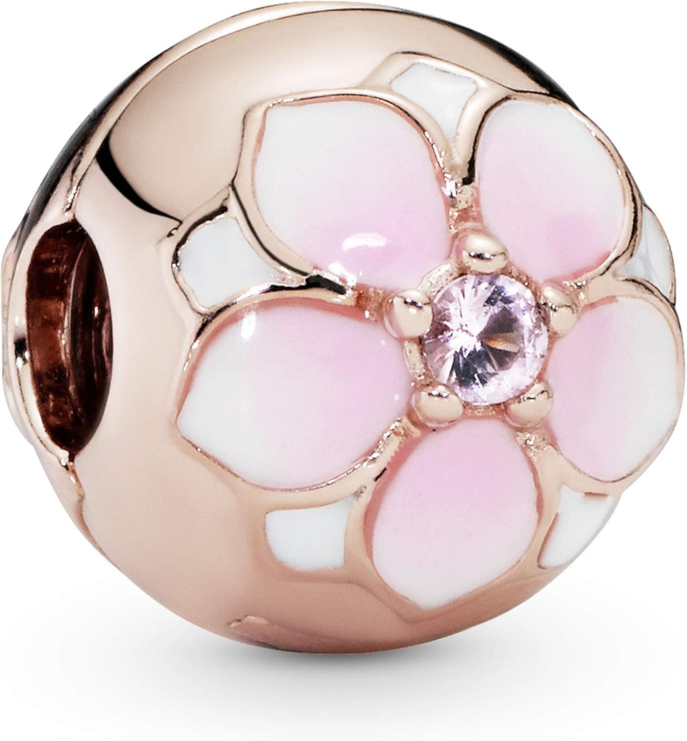 Amazon.com: Pandora Jewelry Round Pink Magnolia Bloom Crystals Charm in ...
