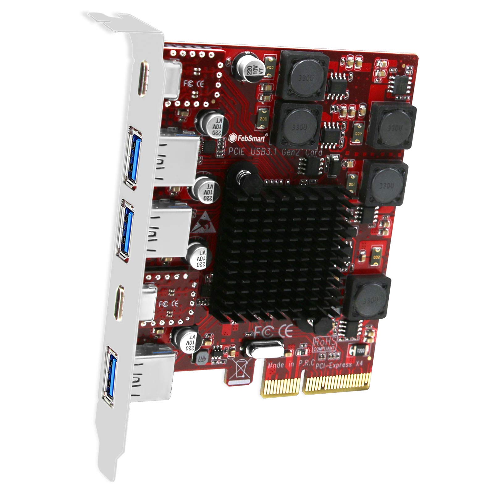 Usb C Pcie FebSmart 2X 5Gbps USB-C Ports PCI Express To USB 3.0 ...