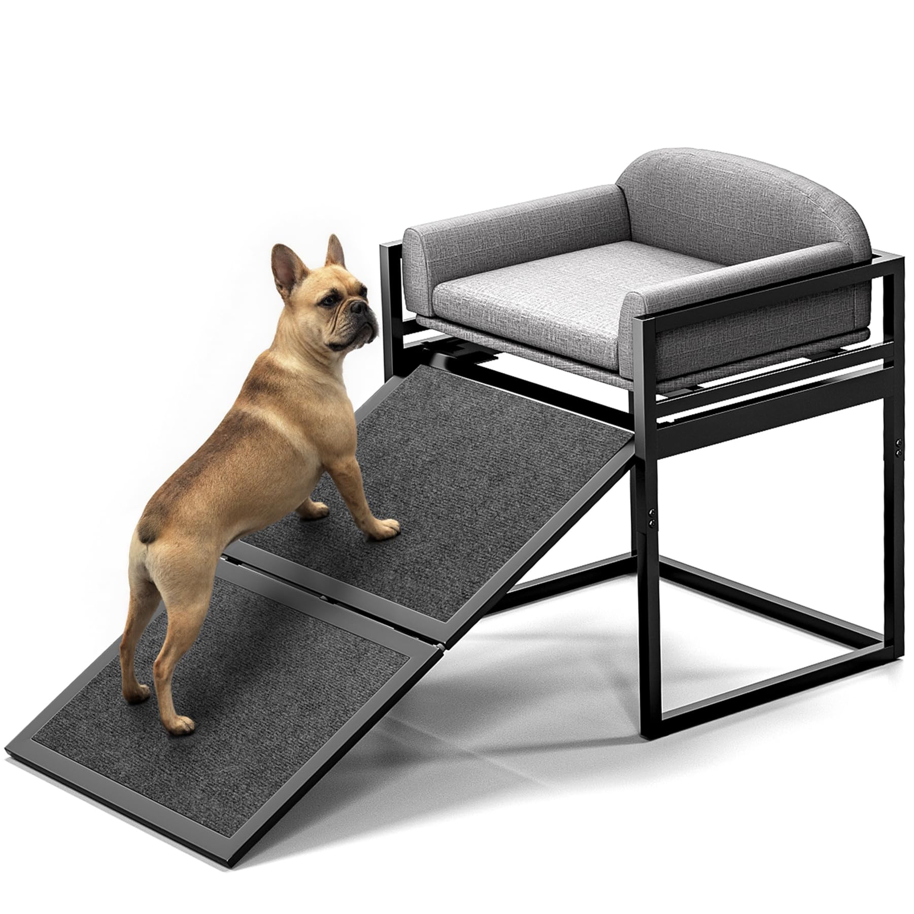 Clioran Pet Stairs Ramp Doggie Stairs with Seat,Extra Wide Seat Mate ...