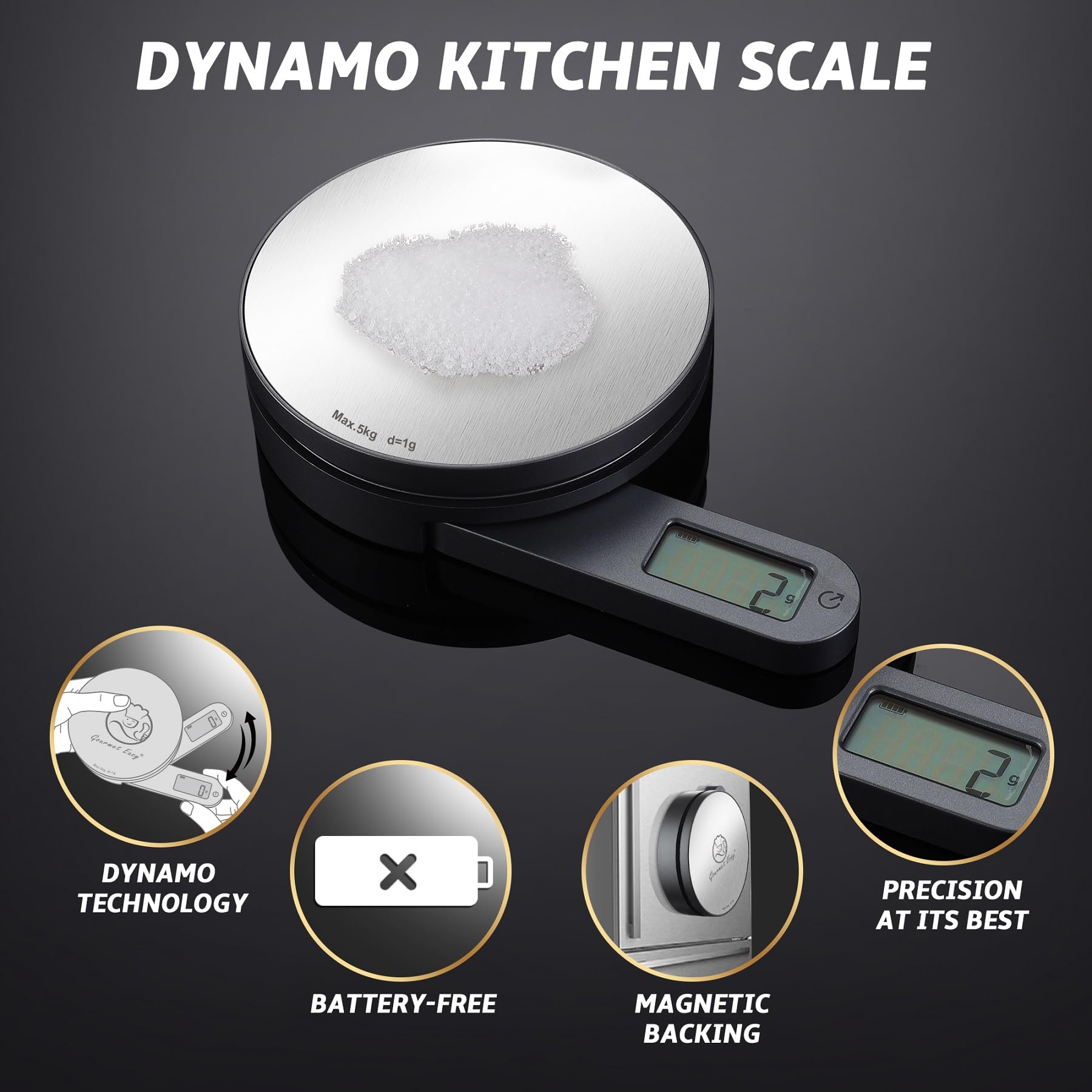 Mua Gourmet Easy Dynamo Food Scale for Kitchen, Battery-Free Technology ...