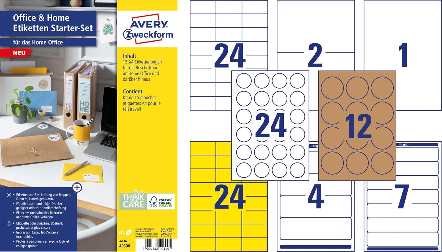 AVERY Zweckform Labels (Home Office, 189 Stickers on DIN A4, Self ...