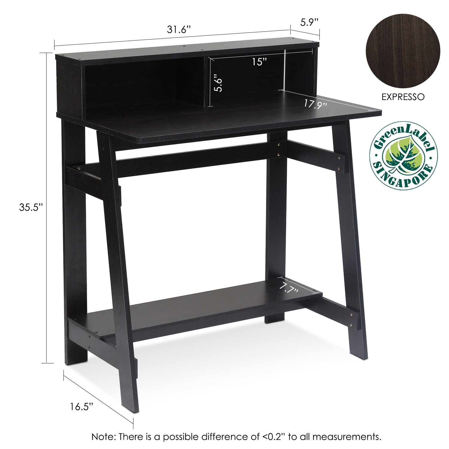Furinno Simplistic a Frame Computer Desk, Espresso