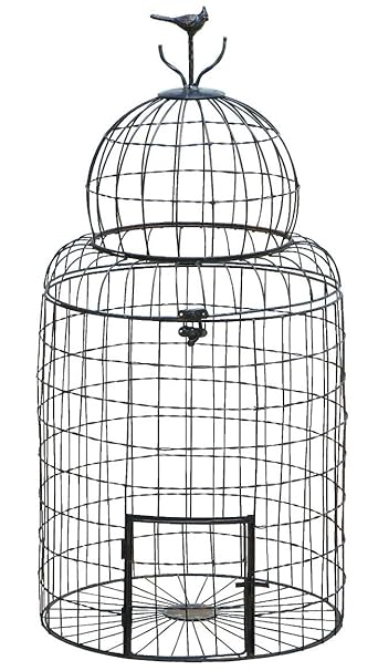 Amazon.com : Metal Free Standing Bird Cage, Antique Black, Round (Large ...