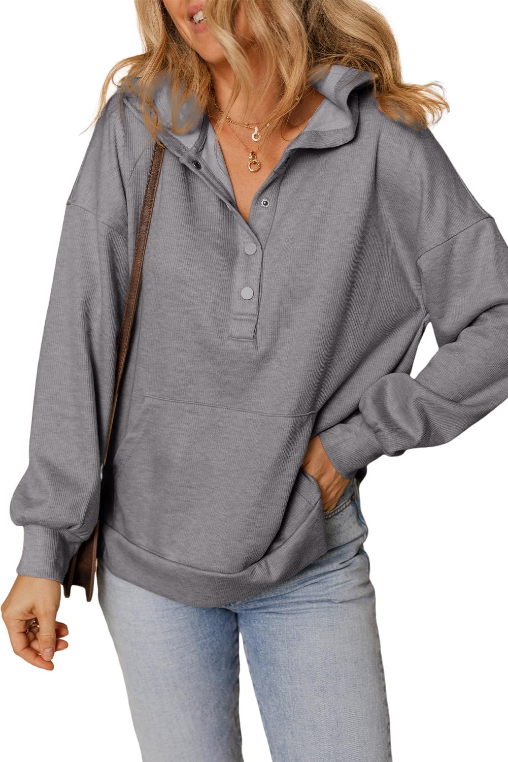 Dokotoo Womens Long Sleeve Oversized Sweatshirts Quarter Sweatshirt ...