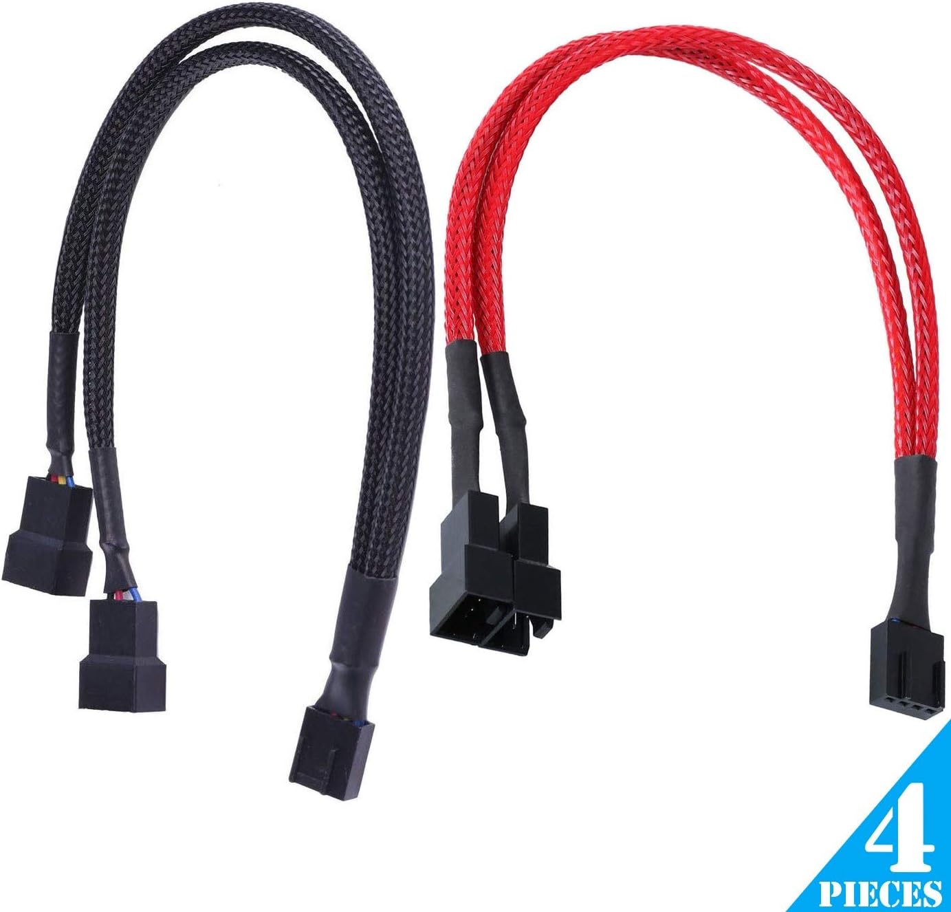 Amazon.com: Onwon 4 Pack PWM Fan Splitter Cable 4 Pin Sleeved Braided Y ...