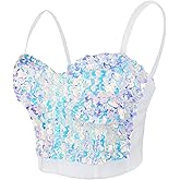 Amazon.com: ELLACCI Sexy Sequin Bustier Crop Top Push up Club Party Corset Top Black: Clothing ...