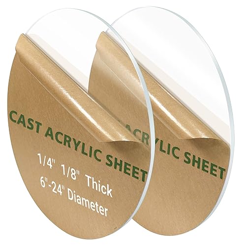 2 Pieces 1/4" Round Plexiglass Sheet, 9 Inch Diameter Clear Acrylic ...