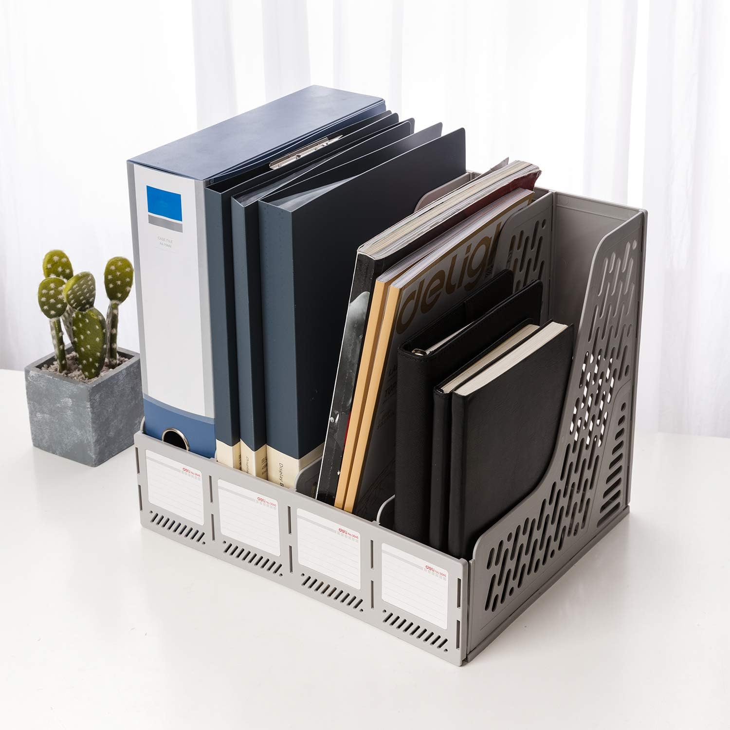 Deli Magazine File Book Holder Desktop Organizer Vertical Document ...