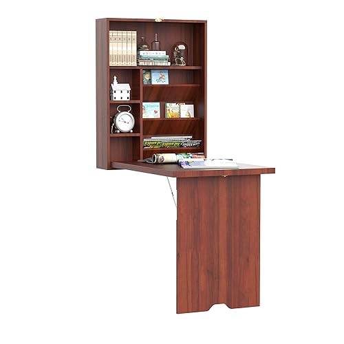 HOMCOM Wall Mounted Desk, Fold Out Convertible Desk, Multi-Function ...