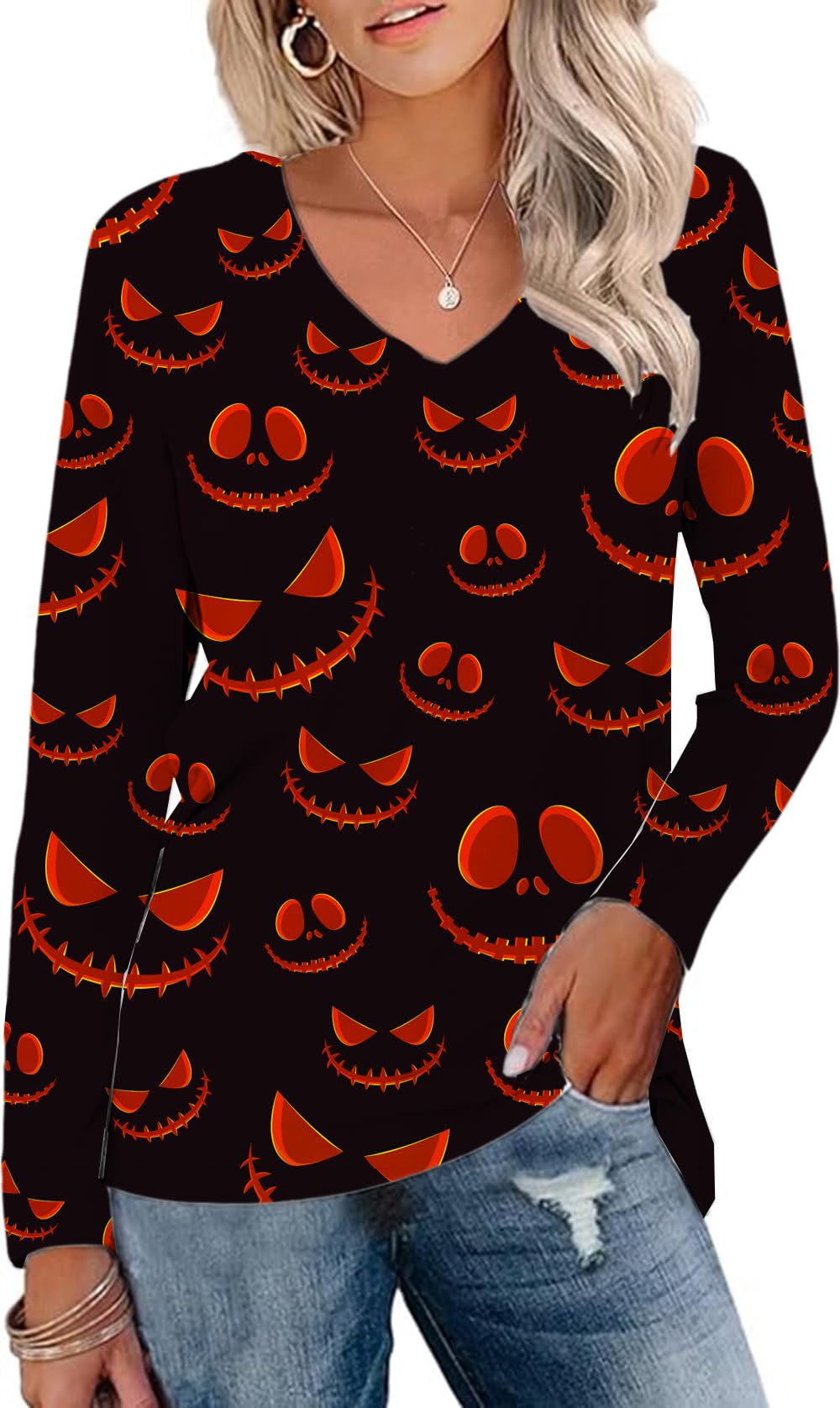 Halloween Skeleton Ghost Shirt for Women Witches Cats Bats Skull Ghost ...
