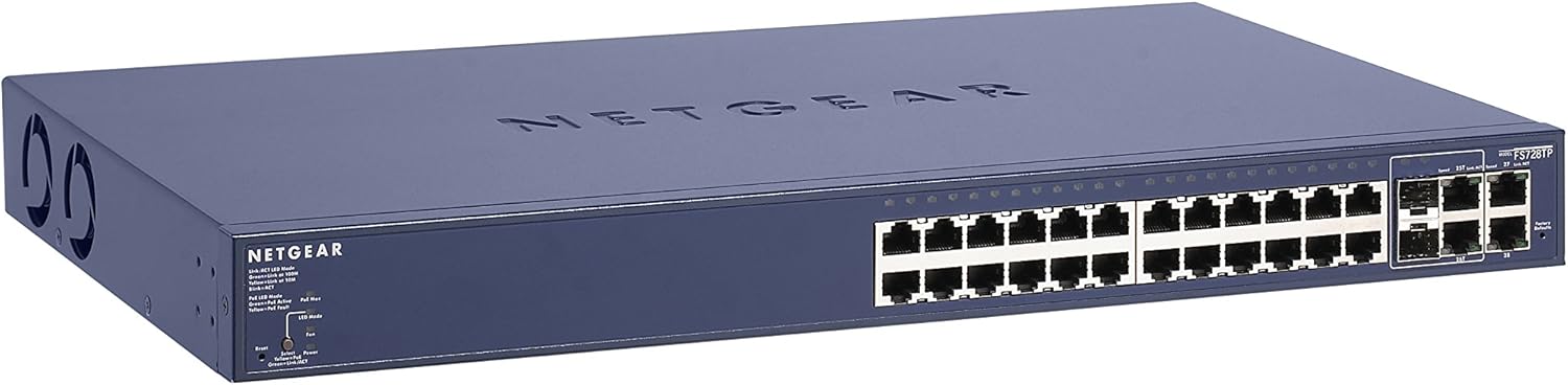 NETGEAR 28-Port Fast Ethernet 10/100 Smart Managed Pro PoE Switch ...