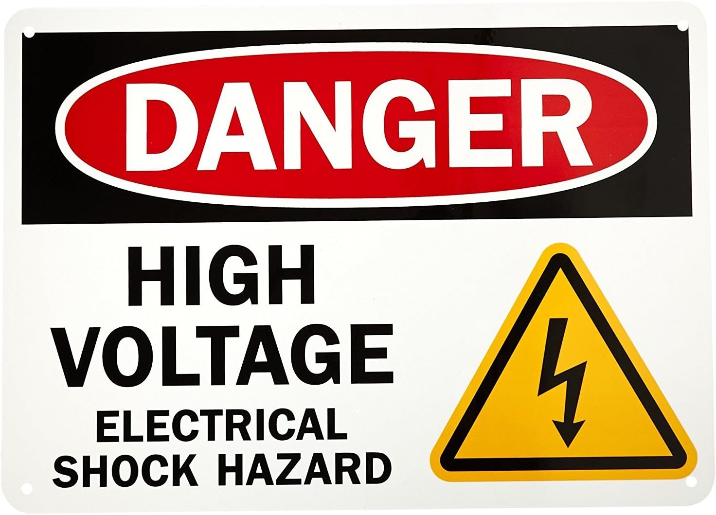 Danger: High Voltage -Electrical Shock Hazard 10" high x 14" Wide Black ...