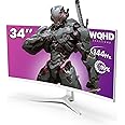 Amazon.com: CRUA 34Inch White Gaming Monitor 144hz 21:9 1500R Ultra ...