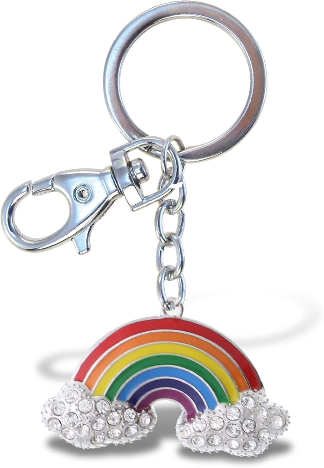 Aqua79 Rainbow Clouds Keychain - Silver 3D Sparkling Charm Rhinestones ...