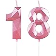 Amazon.com: 18th Birthday Candles,Number 18 Candles, Pink Happy ...