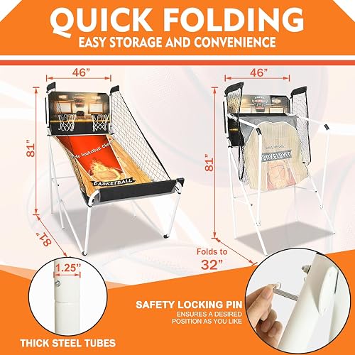 Electronic Scoreboard Basketball Foldable 2-Player Basketball Arcade ...