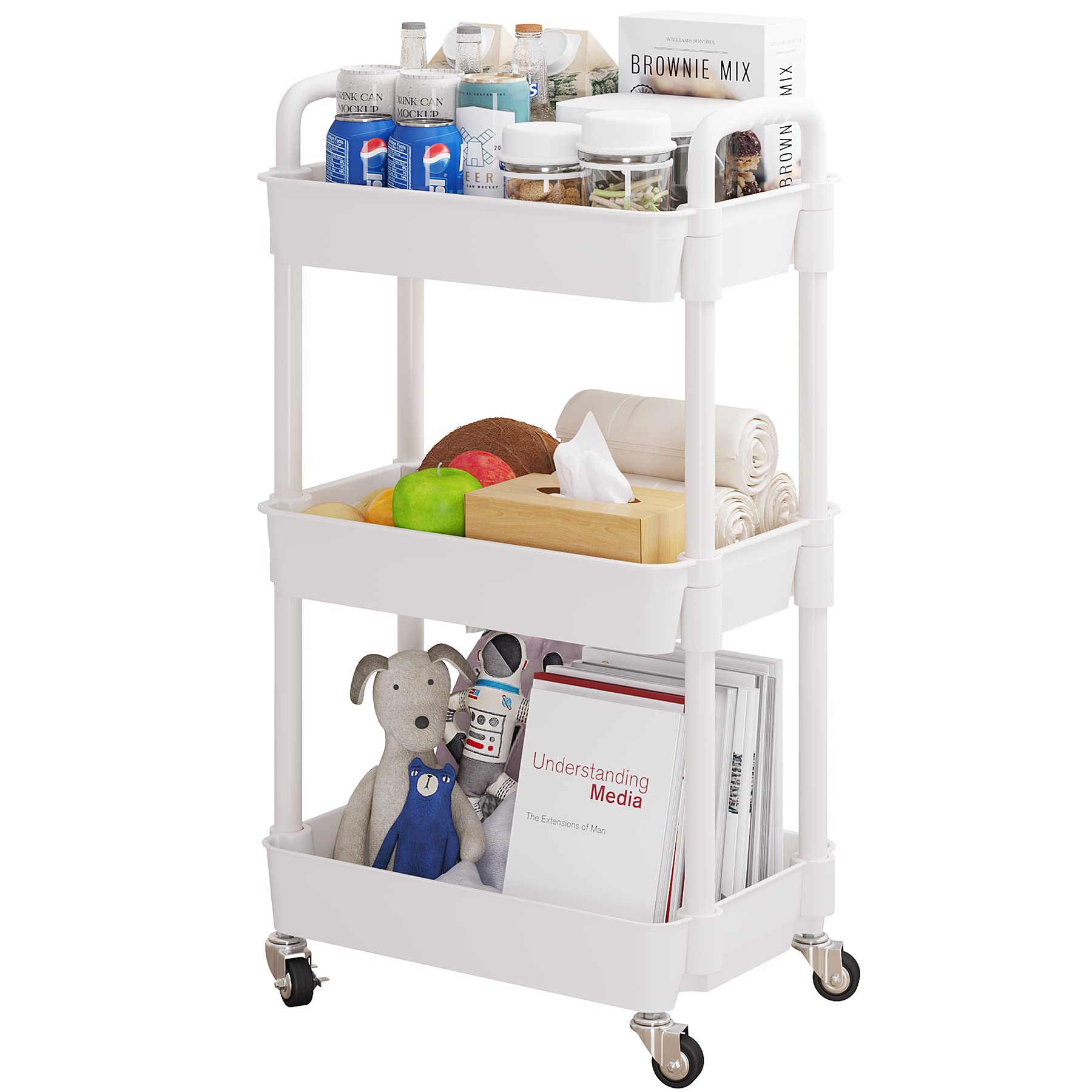 UDEAR 3-Tier Rolling Utility Cart with 12 Category Labels ...