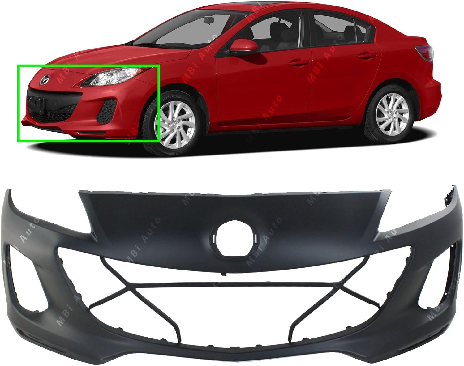 Amazon.com: MBI AUTO - Primered Plastic, Front Bumper Cover Fascia for ...