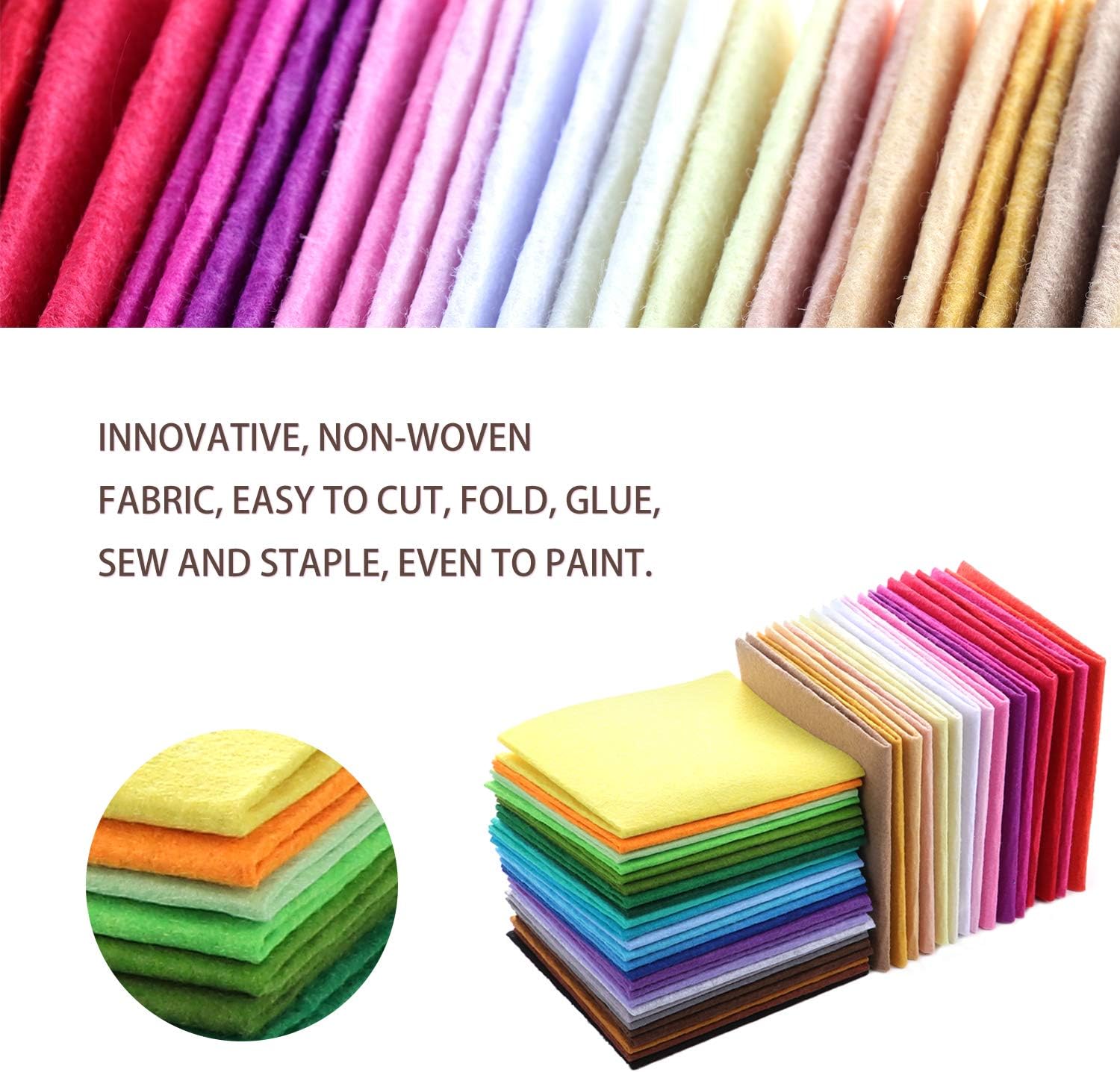 Coolty 40PCS Felt Fabric Sheets, Textile Fabrics DIY Craftwork Felt ...