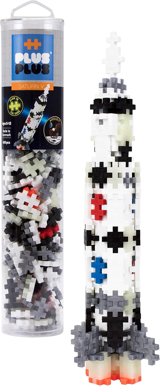 PLUS PLUS – Mini Maker Tube – Saturn V Rocket, Apollo 11 Space Playset ...