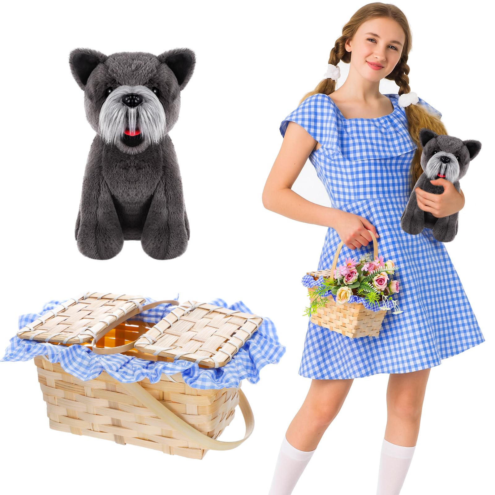 Seenelling Halloween Costumes Terrier Stuffed Animal Picnic Basket with ...