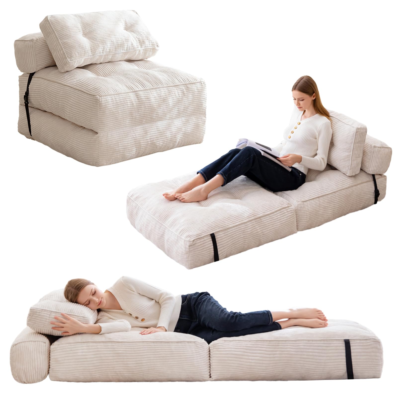 HIGOGOGO Folding Couch Sofa Bed, Convertible Sleeper Chair with Pillow ...