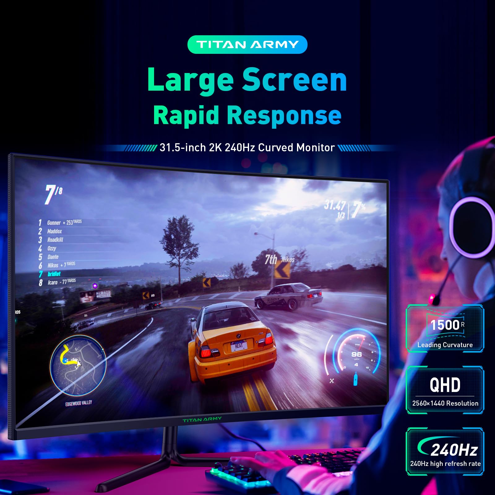 Mua TITAN ARMY 32 Inch 240Hz 1440P Gaming Monitor Curved, 2K QHD 2560 x ...
