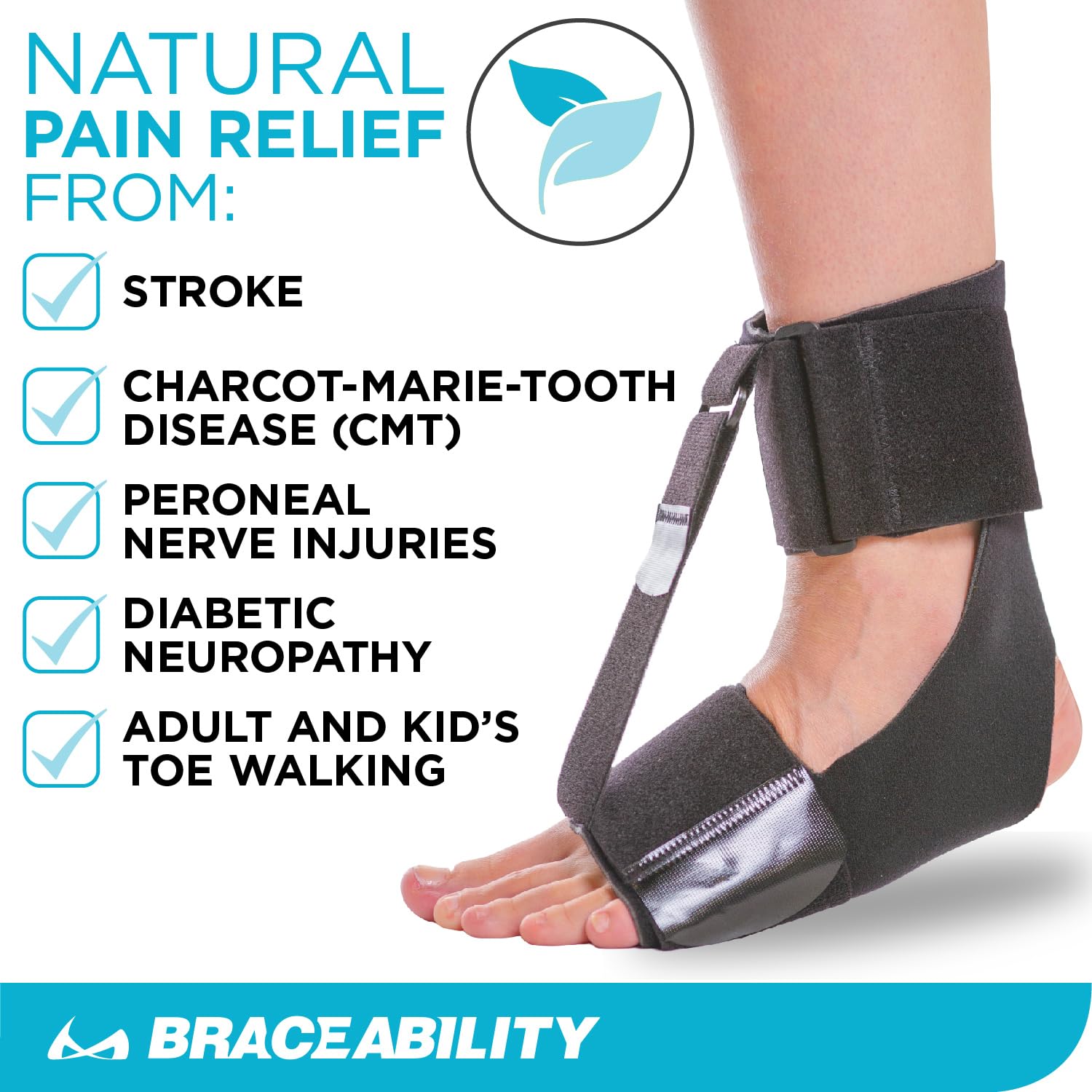 Mua BraceAbility Foot Drop Brace - Ankle Orthosis Sock for Toe Walking ...