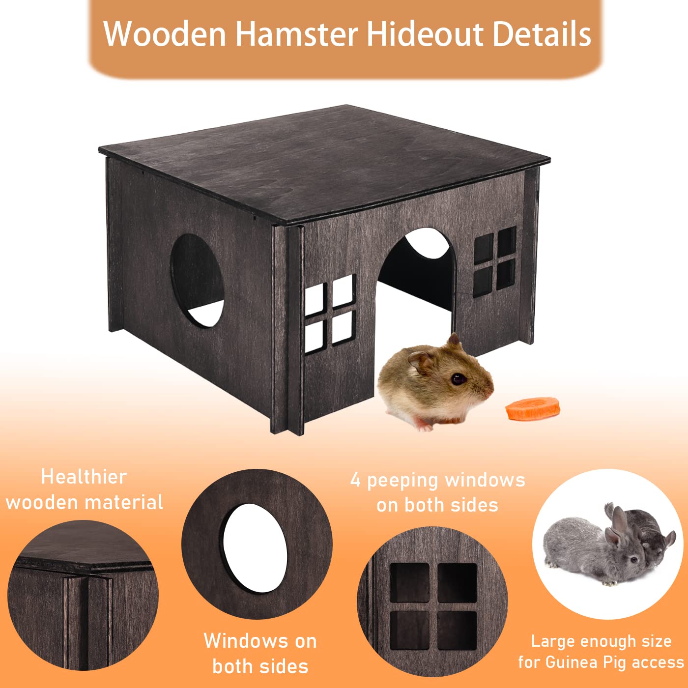 Mua Hamster Hideout,Wooden Hamster House with Windows,Detachable and ...