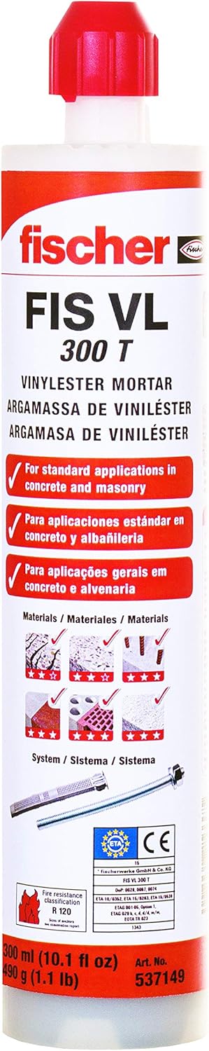 fischer 539461 FIS VL 300 T Injection Resin, Clear: Amazon.co.uk: DIY ...
