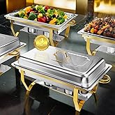 Amazon.com: HONHPD Gold Chafing Dish Buffet Set - 2 Pack, 8 Quart Stainless Steel Chafer Buffet ...