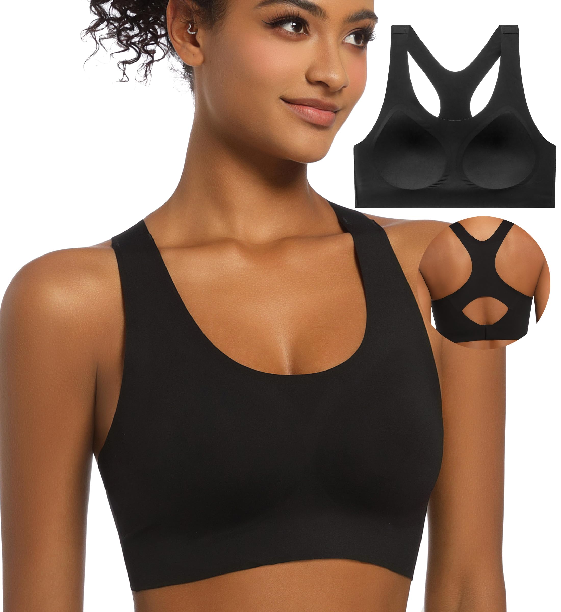 PRETTYWELL Racerback Sports Bras for Women, Molded Cup Sports Bra ...