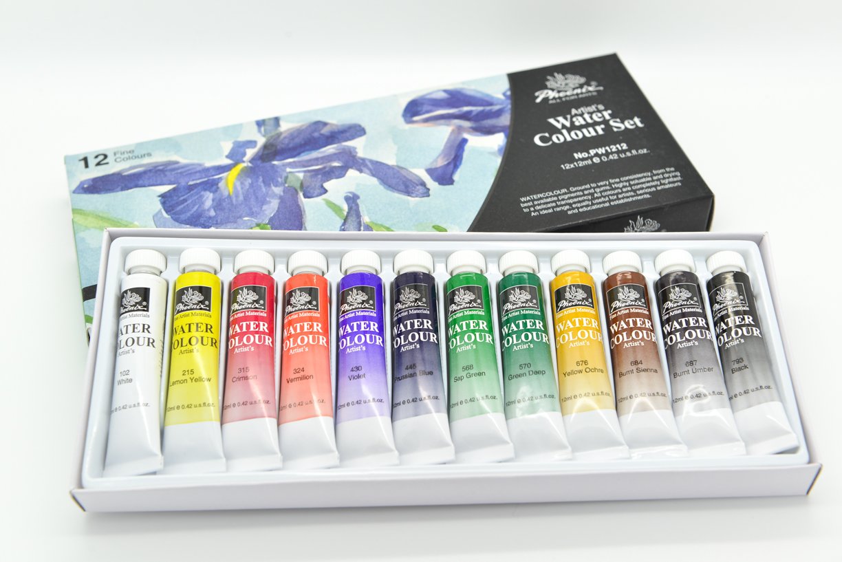 Quality Phoenix® Artist's Watercolor Paint Set - 12 Colors: Amazon.co ...