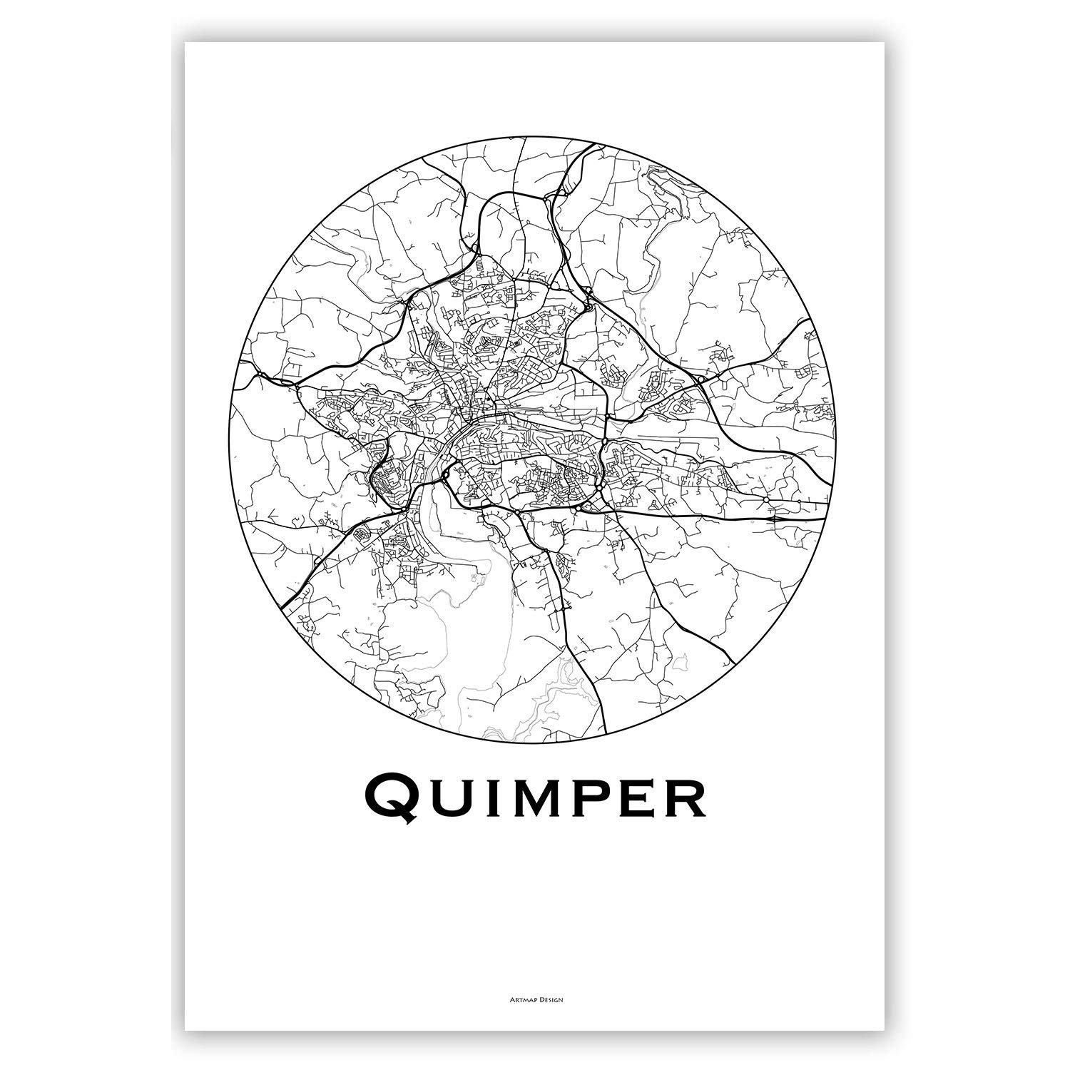 Affiche Quimper France Minimalist Map - City Map, Poster de Quimper ...