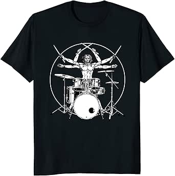 Amazon.com: Drumming Gift Shirt Drum Da Vinci Vitruvian Man Drummer ...