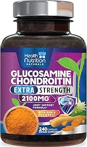 Amazon.com: Glucosamine with Chondroitin Turmeric MSM, Triple Strength 2100mg Joint Support ...