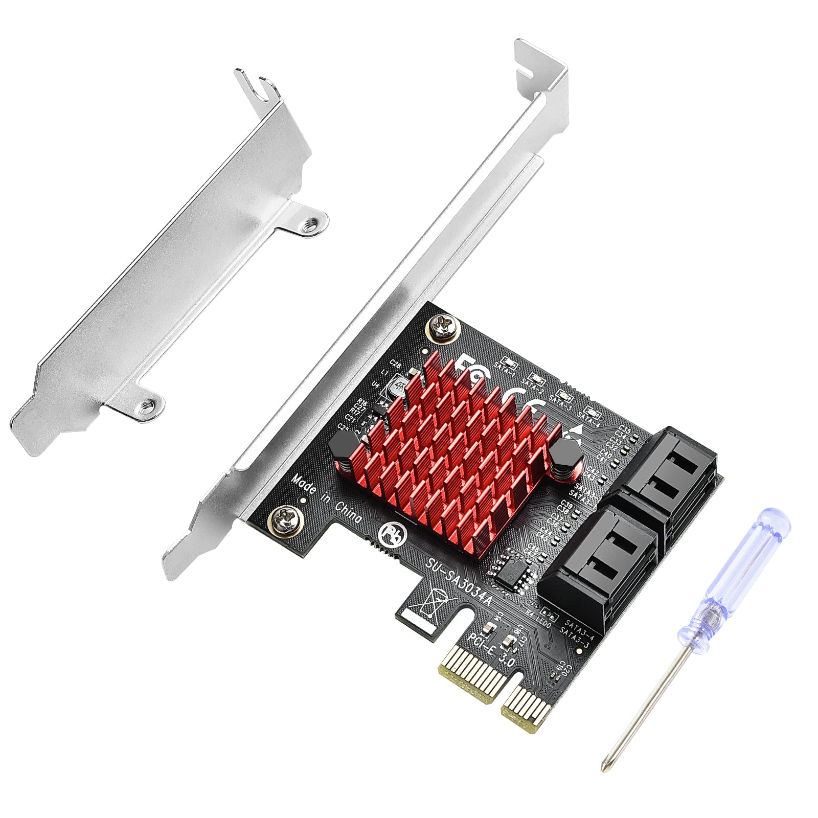 ELUTENG PCI-E to SATA Adapter 4 Port PCIe Expansion Card 6Gbps SATA 3.0 Controller PCI Express ...