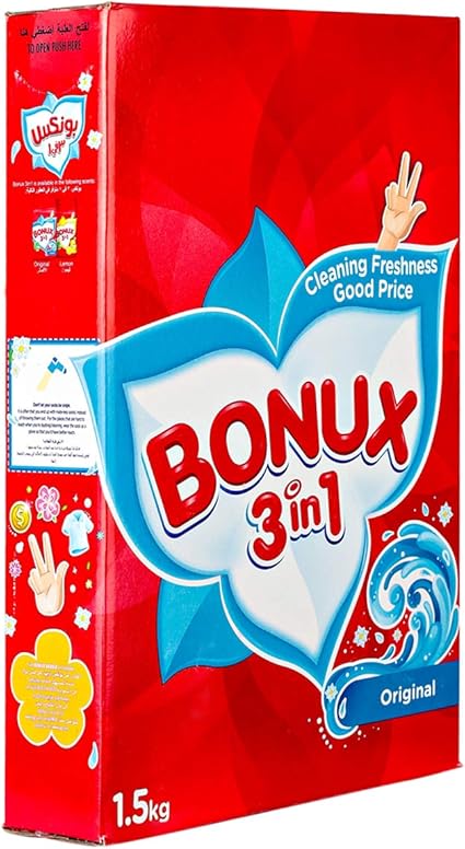 Bonux Original 3 In 1 Detergent Powder - 1.5 Kg: Buy Online at Best Price in UAE - Amazon.ae