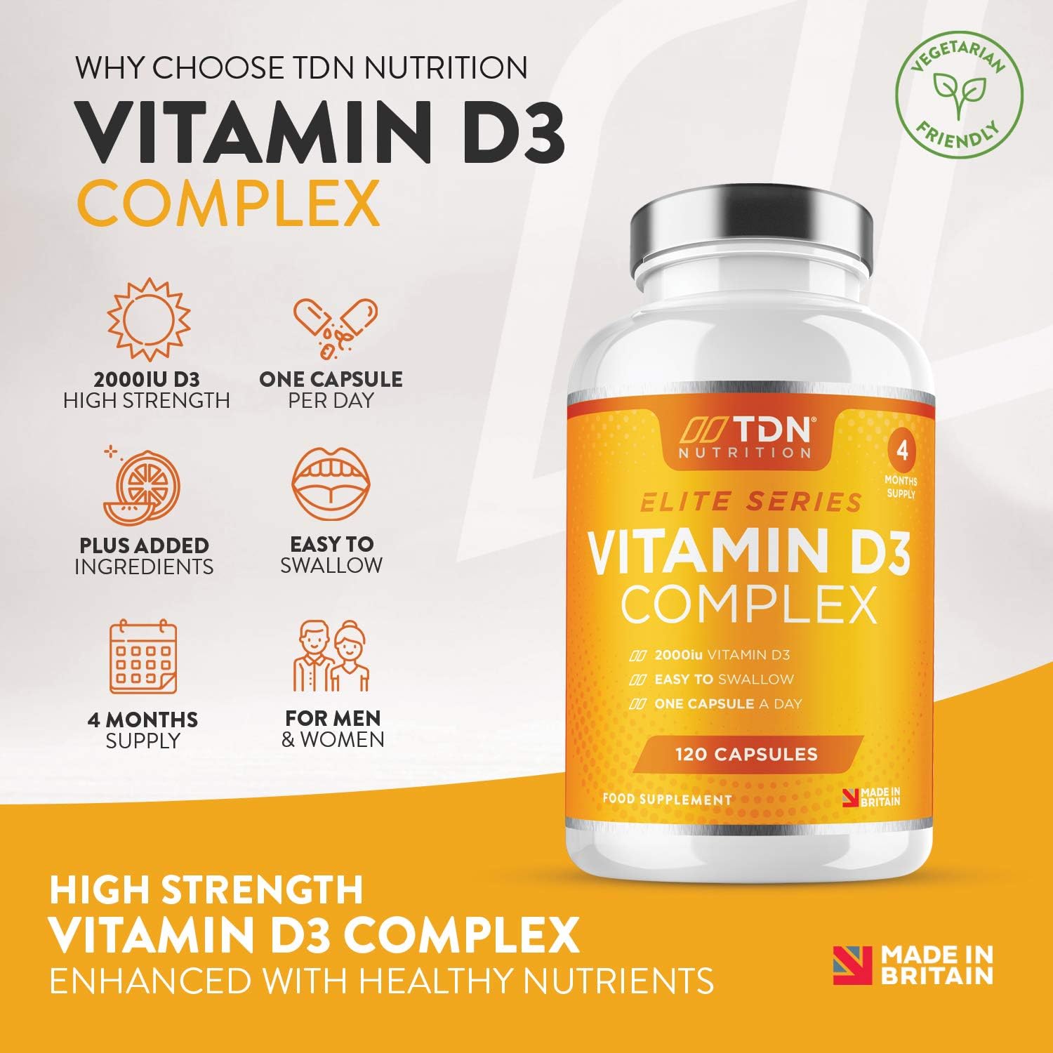 Vitamin D3 Complex – high Strength 2000iu – 120 Capsules – Enhanced ...