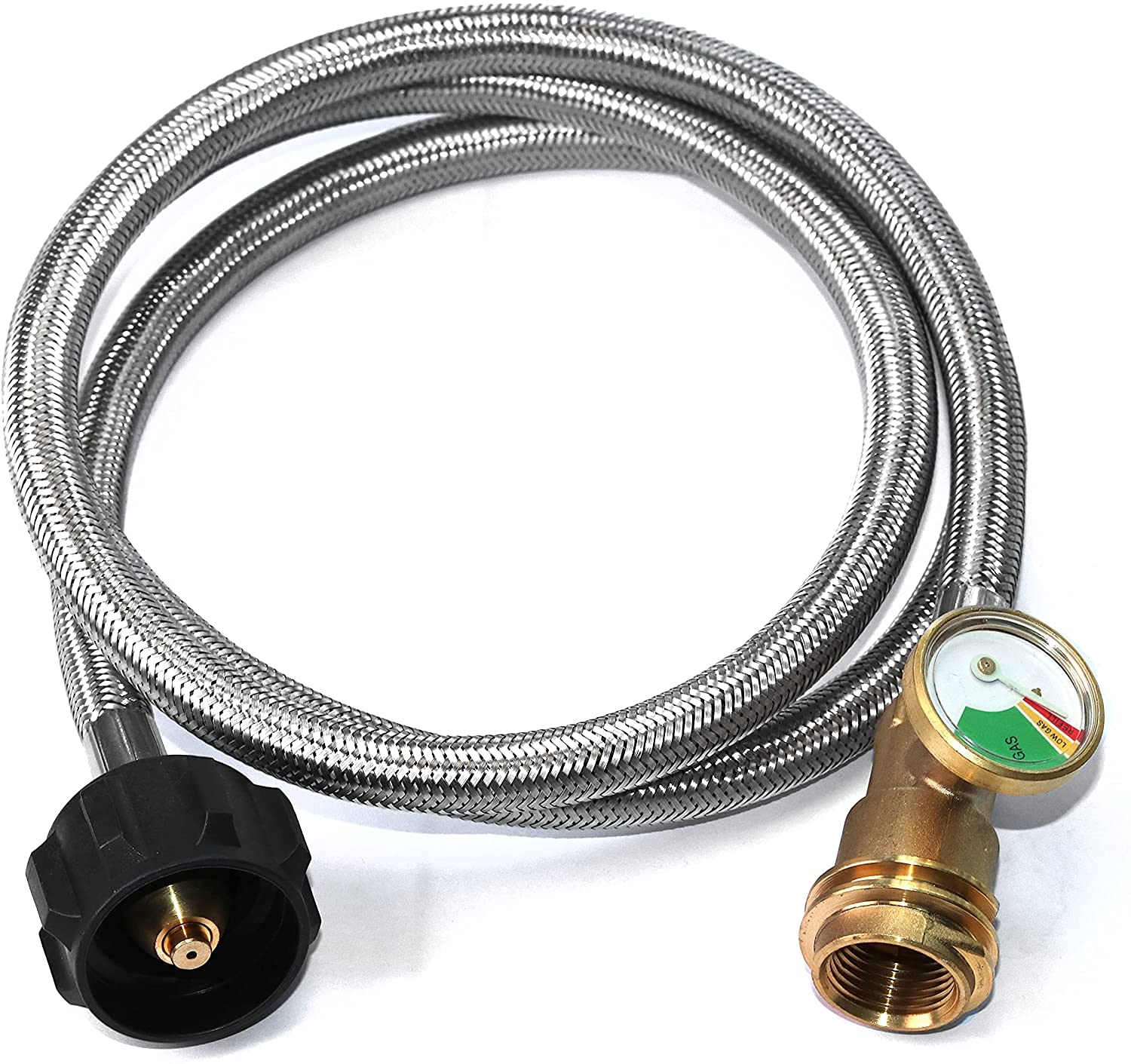 DOZYANT 5 Feet Propane Tank Extension Hose Braided with Gauge -Leak ...