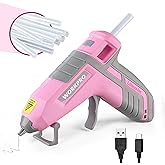 Amazon.com: WORKPRO Pink Cordless Hot Melt Glue Gun, 7.2V Rechargeable ...