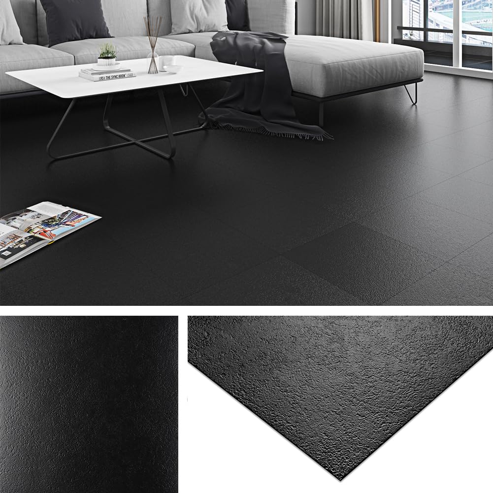 Livelynine Matte Black Peel and Stick Floor Tile Bathroom Floor Tiles ...