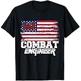 Amazon.com: 12B Combat Engineer Vintage American Flag T-Shirt ...