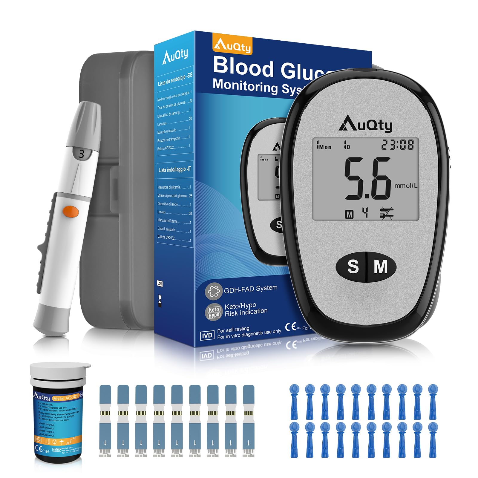 Mua AuQty Blood Sugar Testing Kit Blood Glucose Monitor With Blood ...