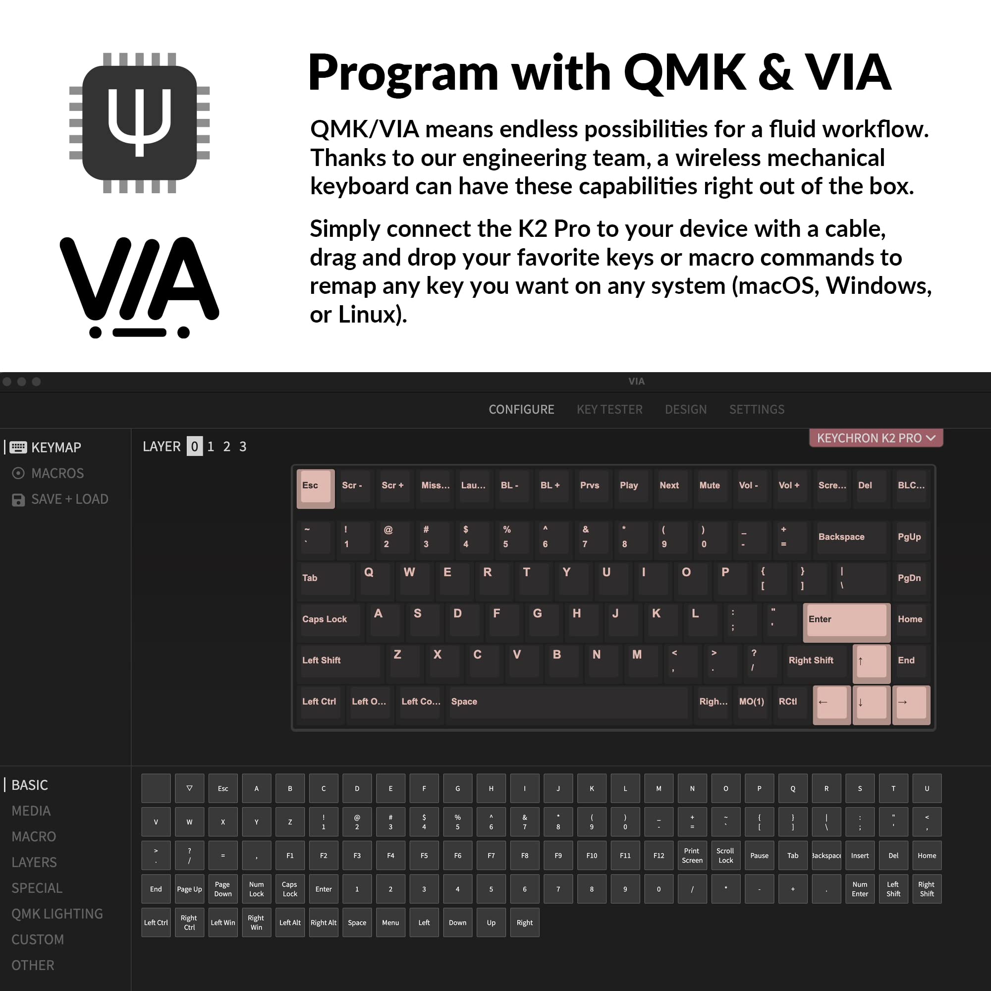 Mua Keychron K2 Pro QMK/VIA Wireless Mechanical Keyboard, Hot-Swappable ...